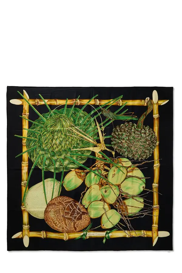 Hermès Black & Multicolor 'nouvelle Coledonie' Silk Scarf 90
