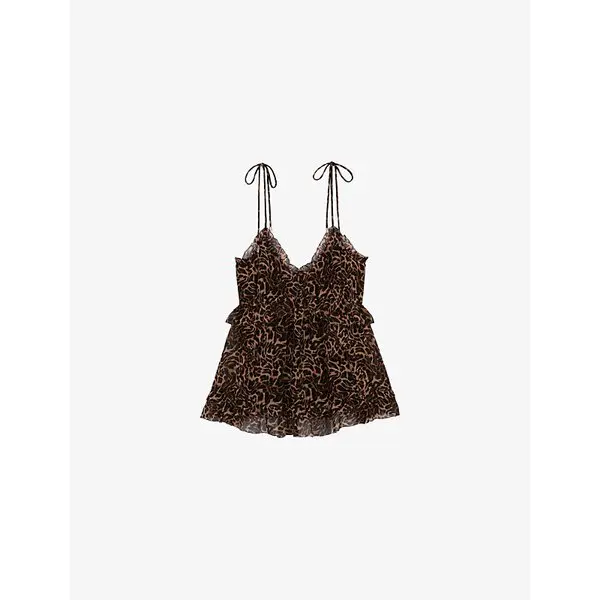 The Kooples Print Ruffled-trim Woven Top
