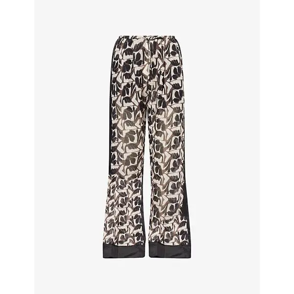 Dissh Maui Printed Wide-leg Ramie Trousers