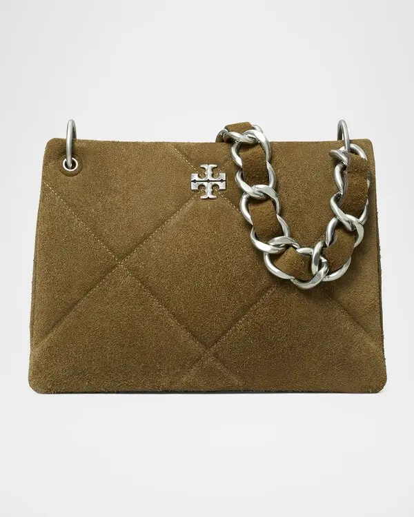 Tory Burch Kira Small Diamond-quilted Suede Shoulder Bag