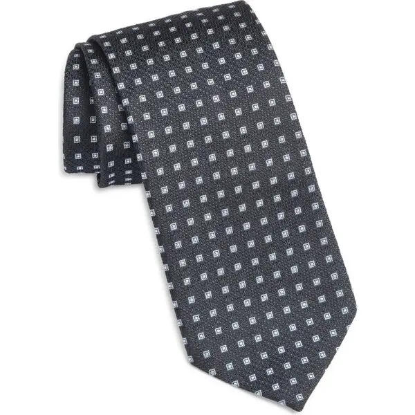 Hugo Boss Micropattern Silk And Wool Blend Tie - Dark Blue