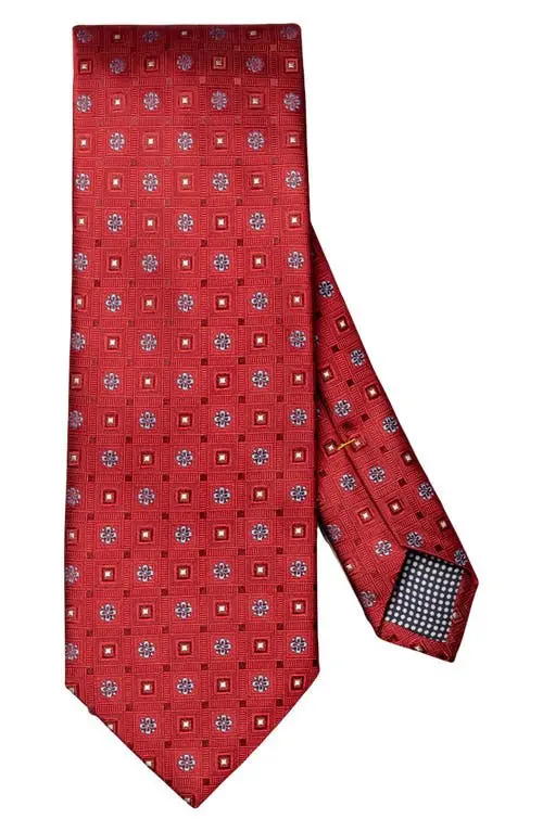 Eton Geometric Silk Neck Tie - Medium Red