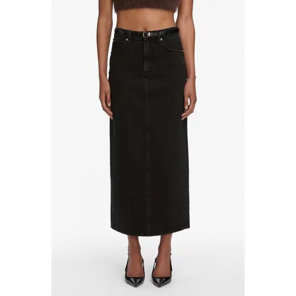 FRAME The Column Denim Midi Skirt