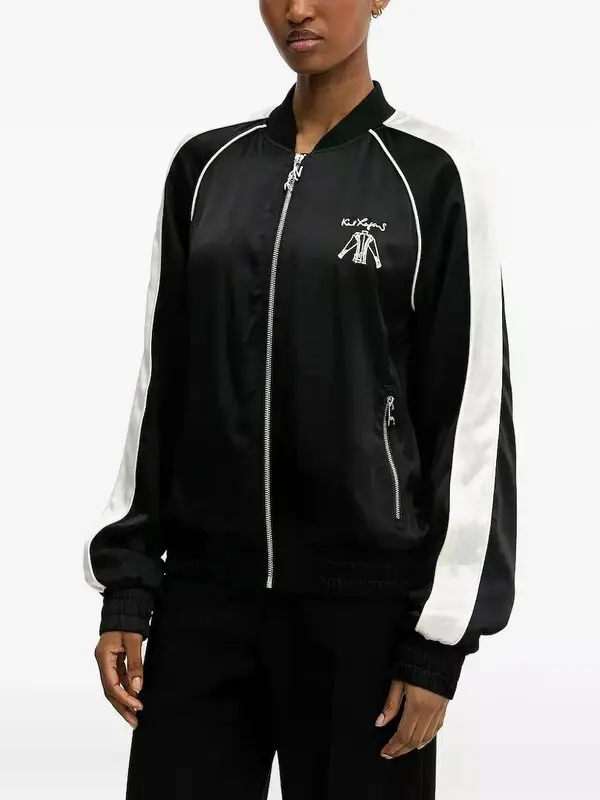 Karl Lagerfeld Satin-paneled Embroidered Jacket