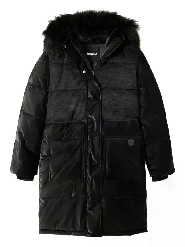 Desigual Faux-fur-trimmed Quilted Coat