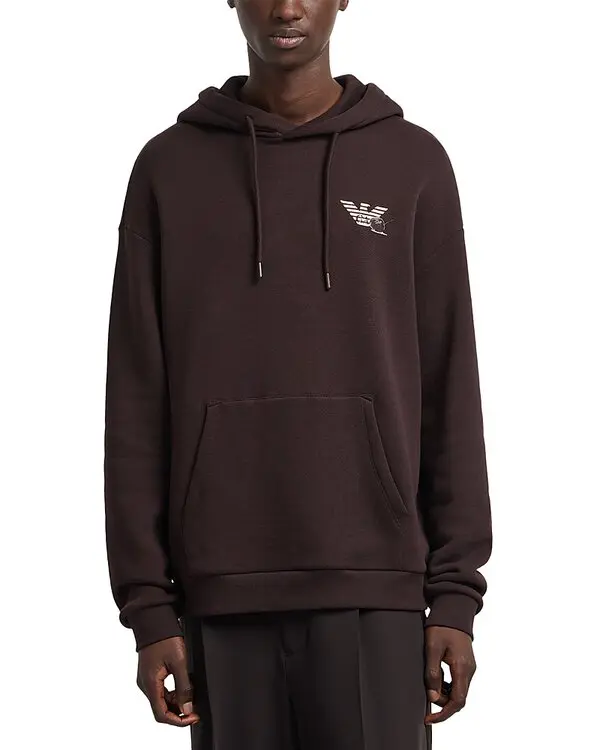 Emporio Armani Twill Hooded Sweatshirt With Playing Cards Print - Solid Medium