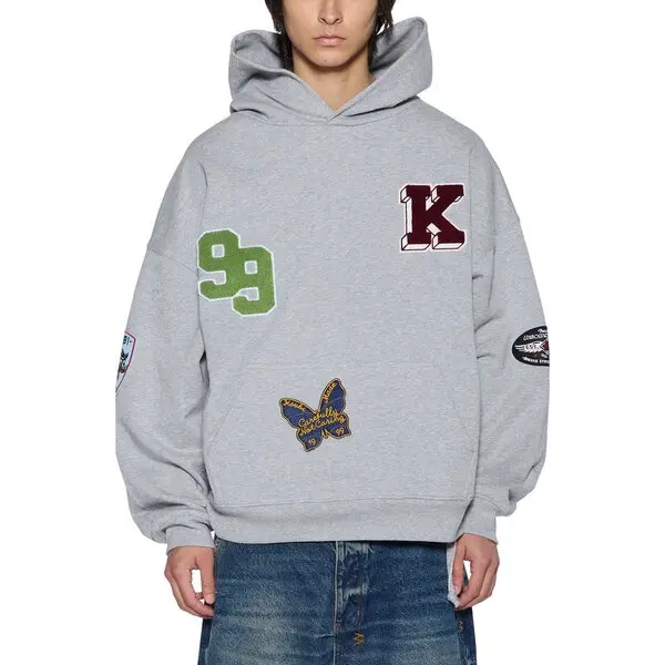 Ksubi Patched Ekcess Hoodie - Light Grey Marle