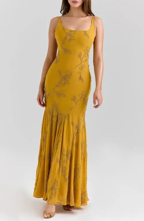 House Of Cb Rosalia Beaded Georgette Gown