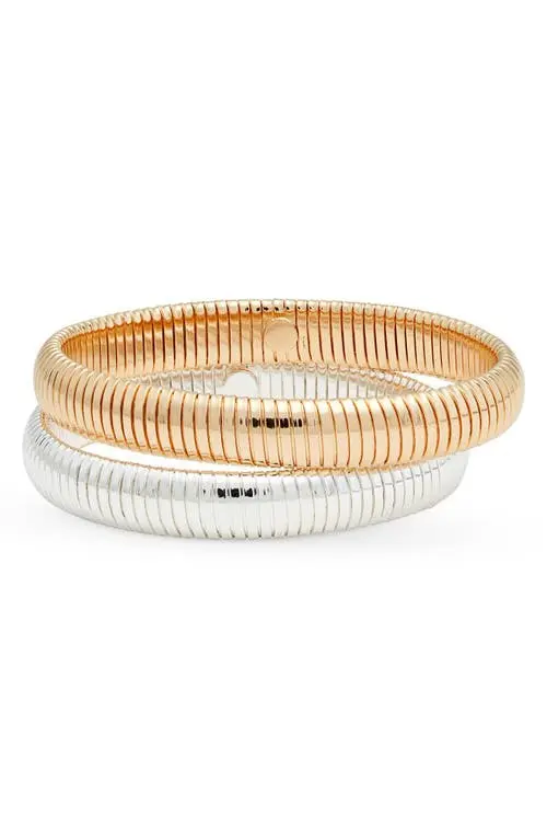 OPEN EDIT Set Of 2 Omega Stretch Bracelets - Goldilver