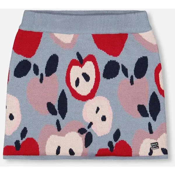 DEUX PAR DEUX Knit Skirt With Apple Heart Jacquard