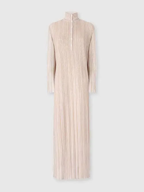 Missoni Long Button-down Dress With Lamé Stripes - White