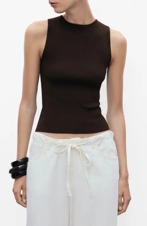 Mango Sleeveless Fitted Sweater - Chocolate