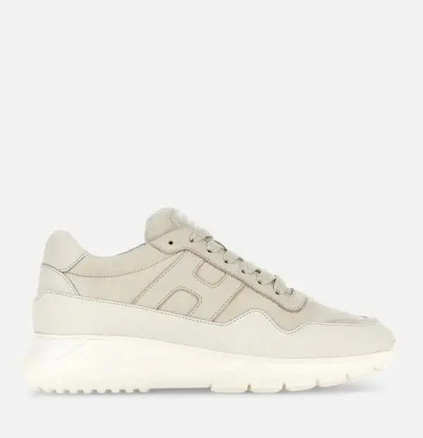Hogan Nubuck Sneakers With Side H - Beige