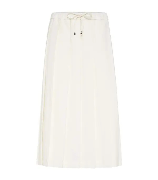 Brunello Cucinelli Techno Virgin Wool-blend Track Skirt - White