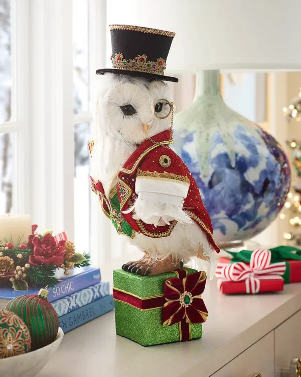 KATHERINE'S COLLECTION Christmas Ball Owl Tabletop