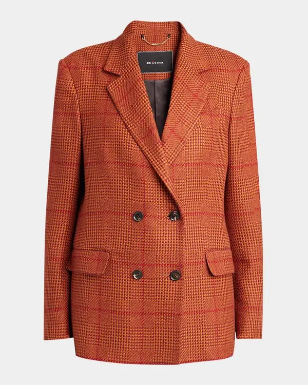 Kiton Check Double-breasted Blazer