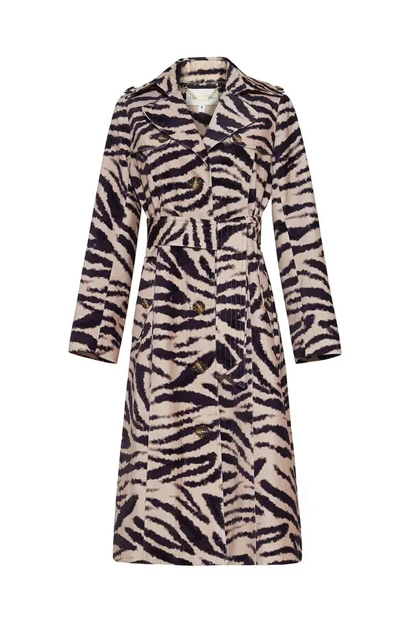 Cara Cara Karlie Printed Trench Coat - Zebra Blush