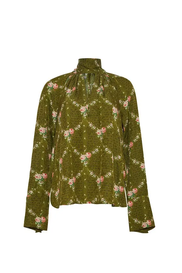 Cara Cara Sundance Tie Detailed Blouse - Trellis Olive