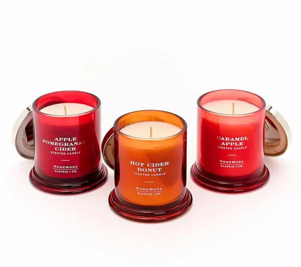 HOMEWORX BY SLATKIN + CO. S/3 8oz Trip To The Cider Candles