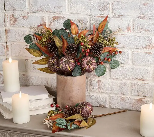 VALERIE PARR HILL Set Of 4 Pumpkin,pinecone, & Leaf Picks- Valerie