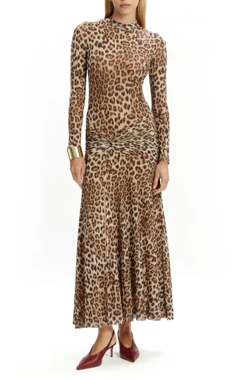 Bardot Lea Leopard Print Mesh Midi Dress - B Leopard