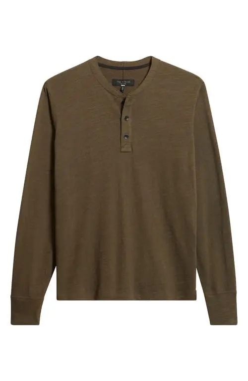 Rag & Bone Classic Flame Slub Cotton Henley - Stonewall