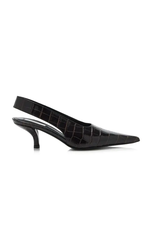 TOTÊME Classic Croco-embossed Slingbacks - Brown