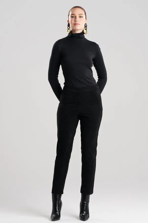 Natori Vegan Luxe Suede Ankle Pants - Black