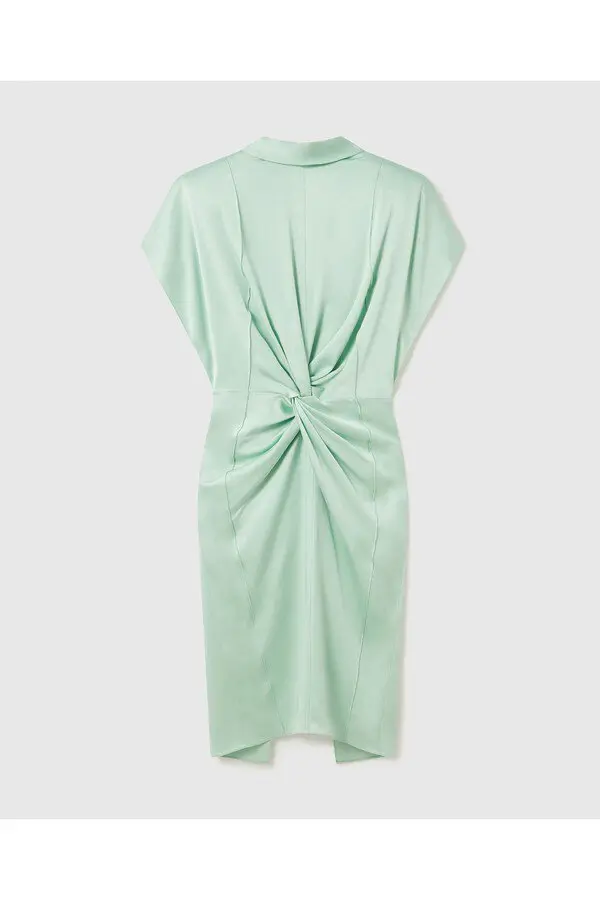 Stella McCartney Cap-sleeve Halterneck Twist Midi Dress - Neutral