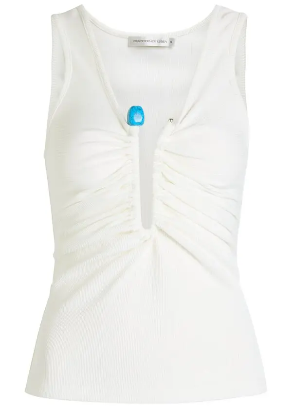 Christopher Esber Cut-out Ribbed Jersey Tank - White