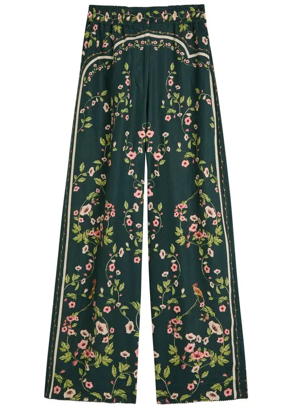 Agua Bendita Floral-print Linen Trousers - Multicoloured