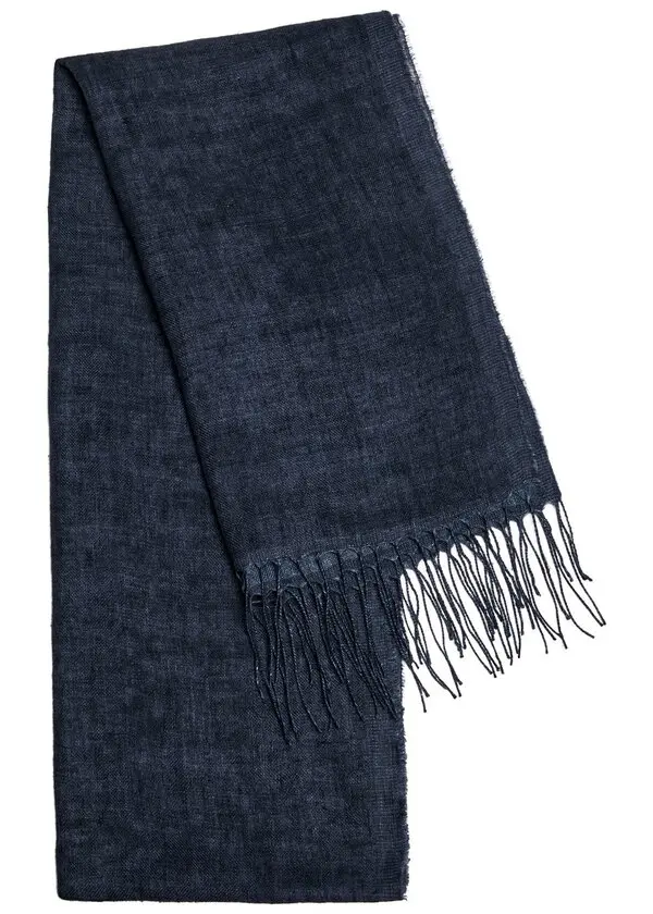 Eileen Fisher Two-tone Linen Scarf - Dark Blue