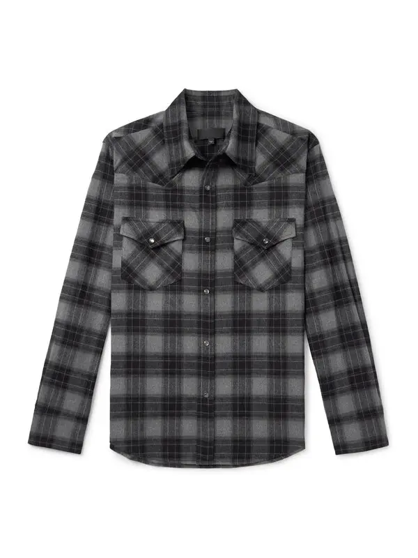 NILI LOTAN Travis Checked Cotton-flannel Shirt - Gray