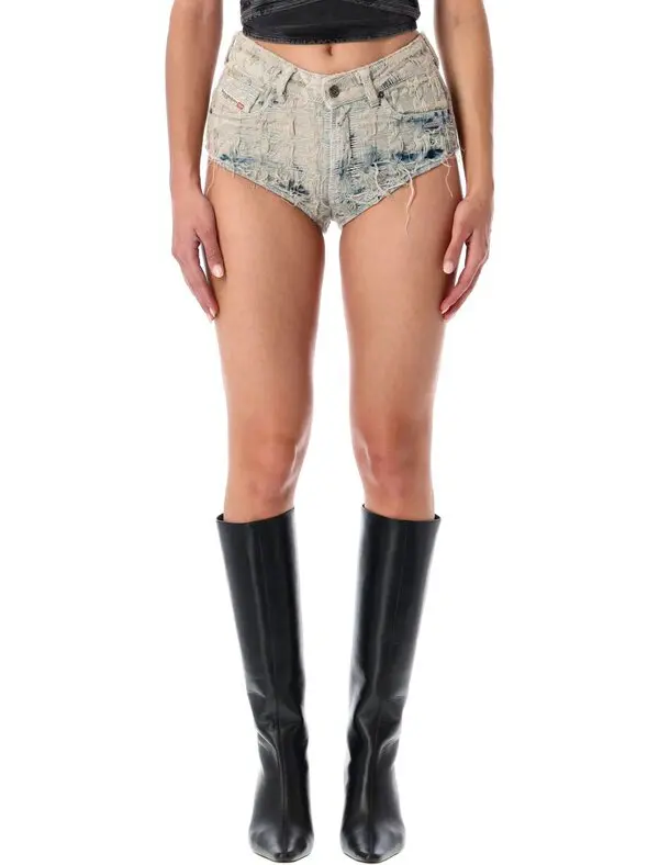 Diesel Light Distressed Denim Shorts