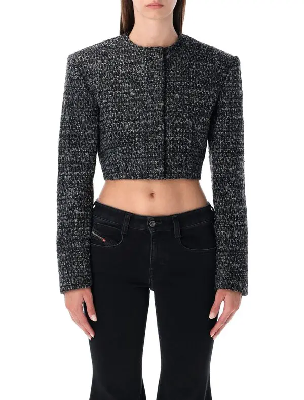 Diesel Bouclé Wool Blend Cropped Jacket