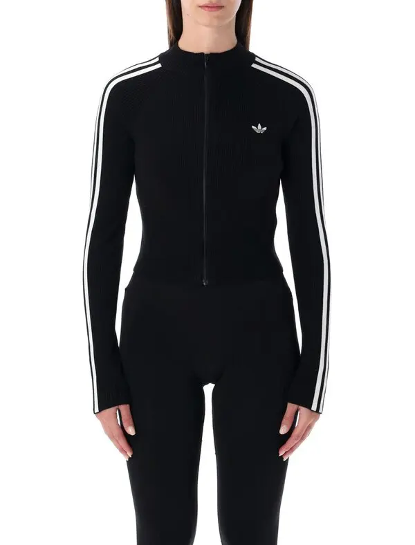 Adidas Originals By Alexander Wang Adicolor 3-stripes Slim Knit Track Top - Black