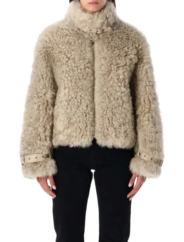SWORD 6.6.44 Shearling Jacket With High Collar