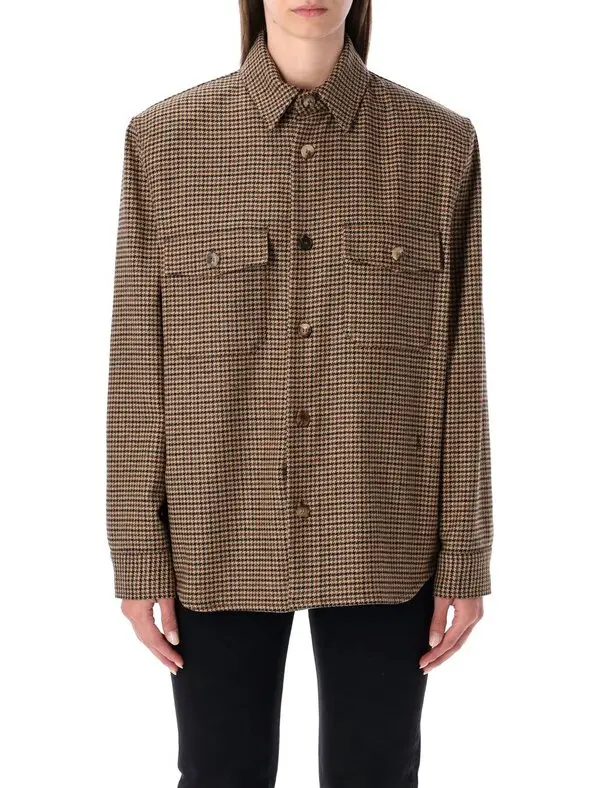 Saint Laurent Puppytooth Wool Blend Overshirt