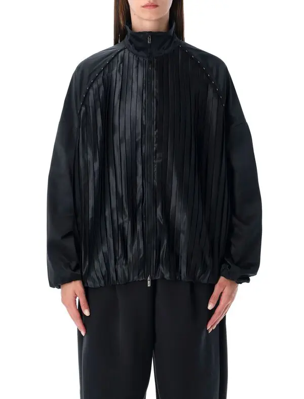 Nike Satin Pleated Tracksuit Jacket - Black