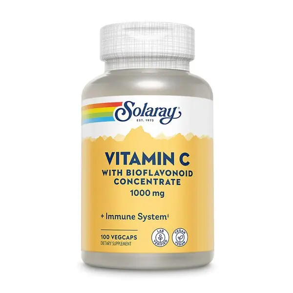SOLARAY Vitamin C With Rose Hips Acerola & Bioflavonoids 1000mg 100 Capsules