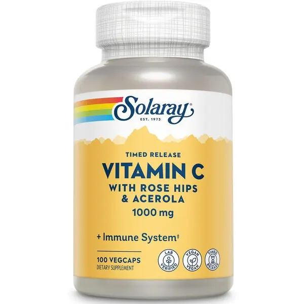 SOLARAY Vitamin C With Rose Hips & Acerola Two-stage Timed-release 100 Capsules