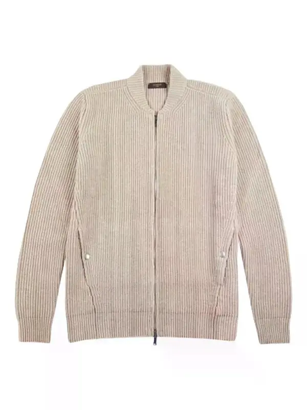 ZANONE Ribbed Zip-up Cardigan - Neutrals