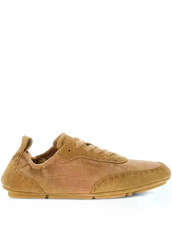 Fendi Crocodile-effect Leather Sneakers