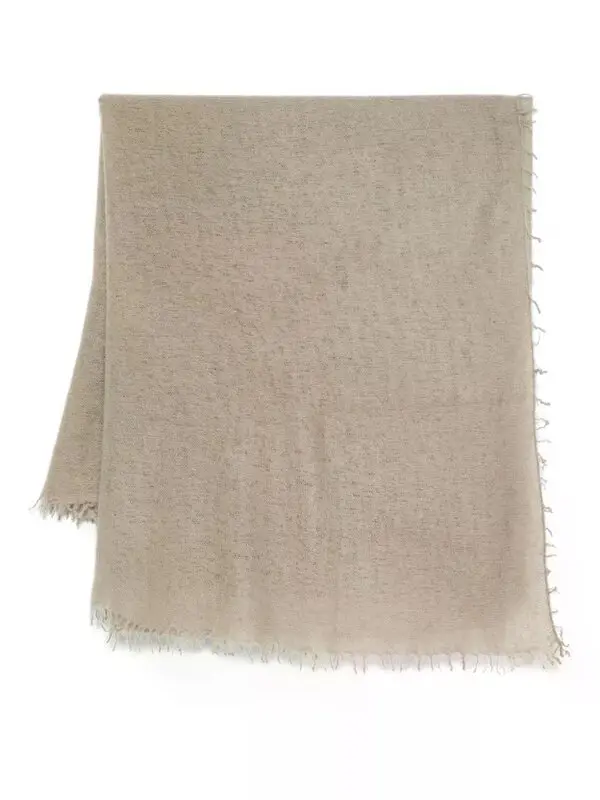 Warm Me Frayed-edges Cashmere Scarf - Green
