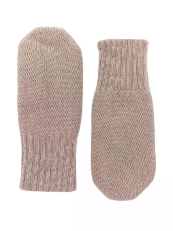 Warm Me Cashmere Ribbed Mittens - Brown