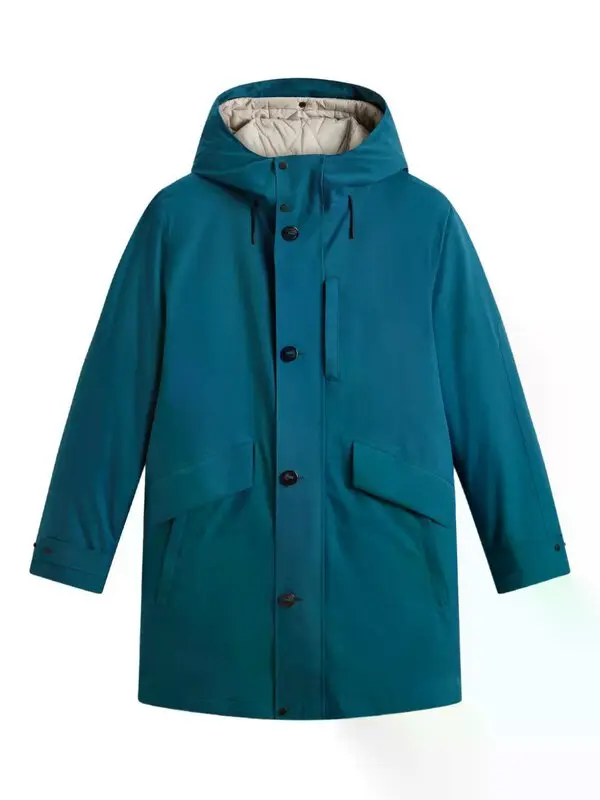 Woolrich Hooded Raincoat With Detachable Liner - Blue