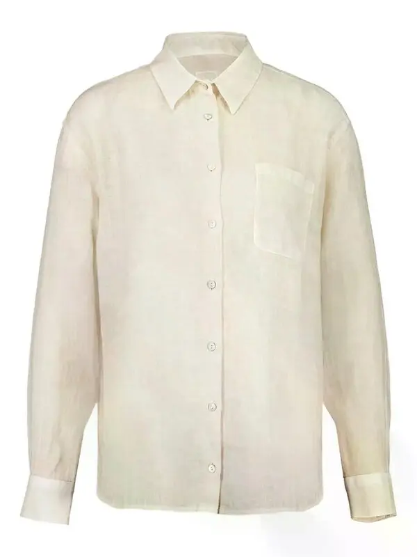 120% Lino Button-down Pocket Shirt - White