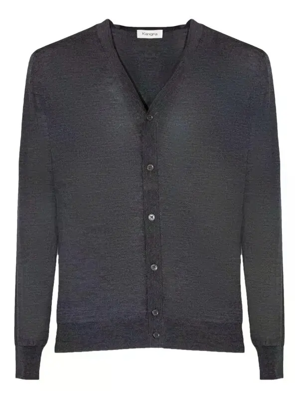 KANGRA V-neck Ribbed-trim Cardigan - Grey