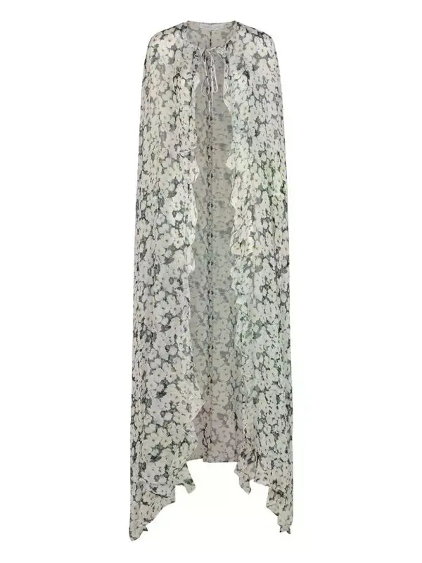 Raquel Diniz Floral-print Ruffled Cape