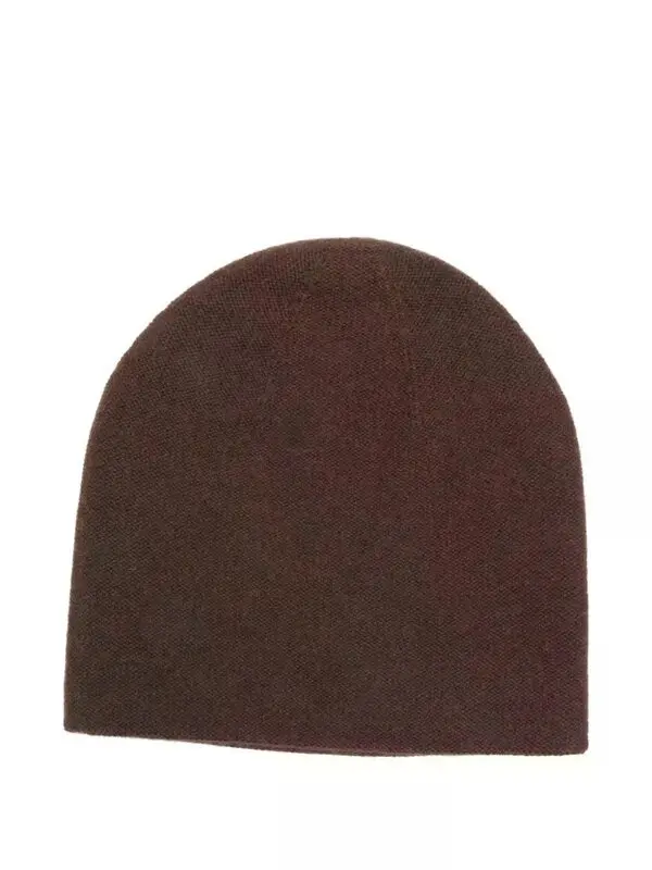 Warm Me Cashmere Ribbed Beanie - Brown